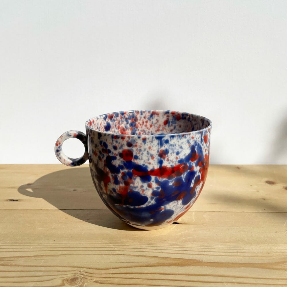 Blue and Red Splatter Mug - Artists and Objects