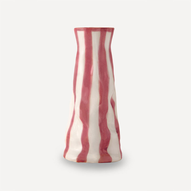 Ruby Red Candy Stripe Vase: Unique Hand-Painted Design - Artists and ...